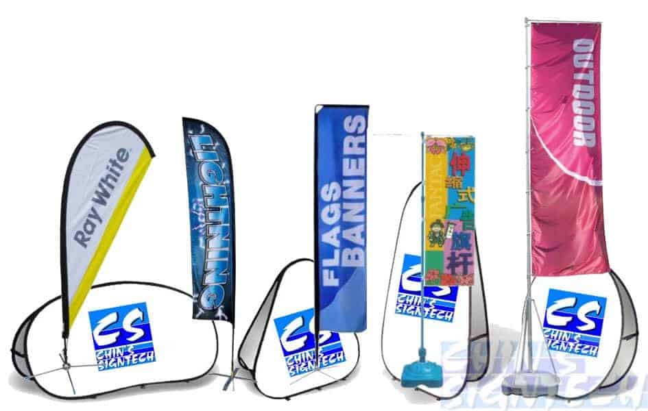 Outdoor Banner Stands and Flag Displays - waterproof & durable.